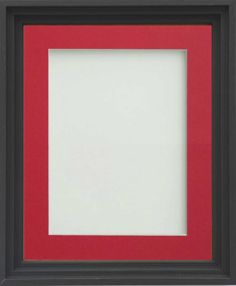 Stamford Grey 16x12 frame with Red mount cut for image size 13x9