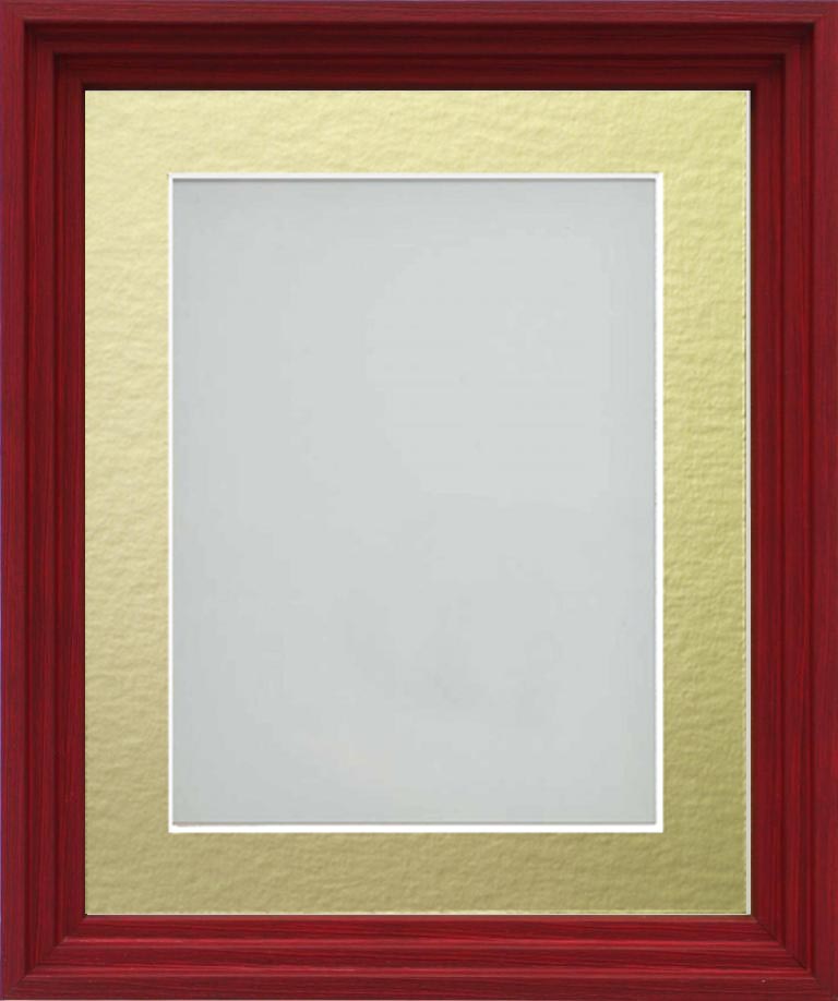 Stamford Red 10x8 frame with Gold mount cut for image size 6x4
