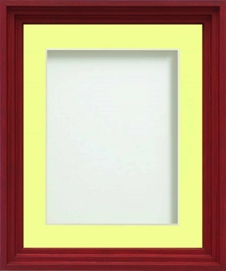 Stamford Red 10x8 frame with Lemon Bon Bon mount cut for image size 6x4