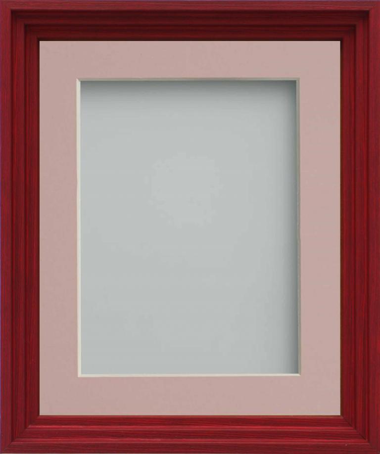 Stamford Red 10x8 frame with Pink mount cut for image size 6x4
