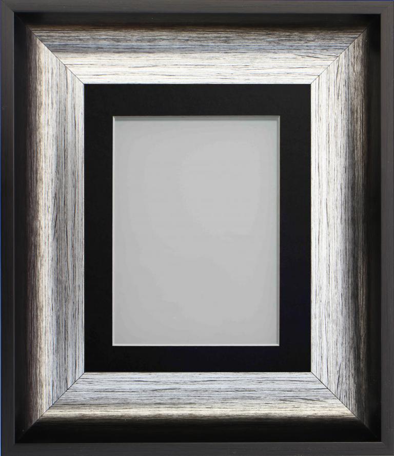 Theodore Brushed Silver and Black 9x7 frame with Black mount cut for ...