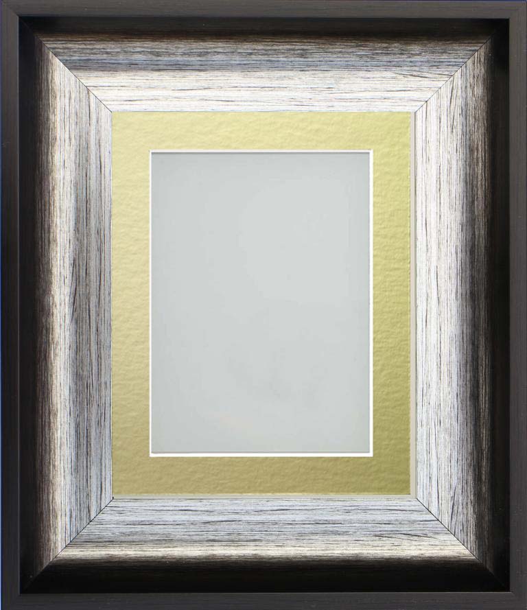 Theodore Brushed Silver and Black 12x10 frame with Gold mount cut for ...