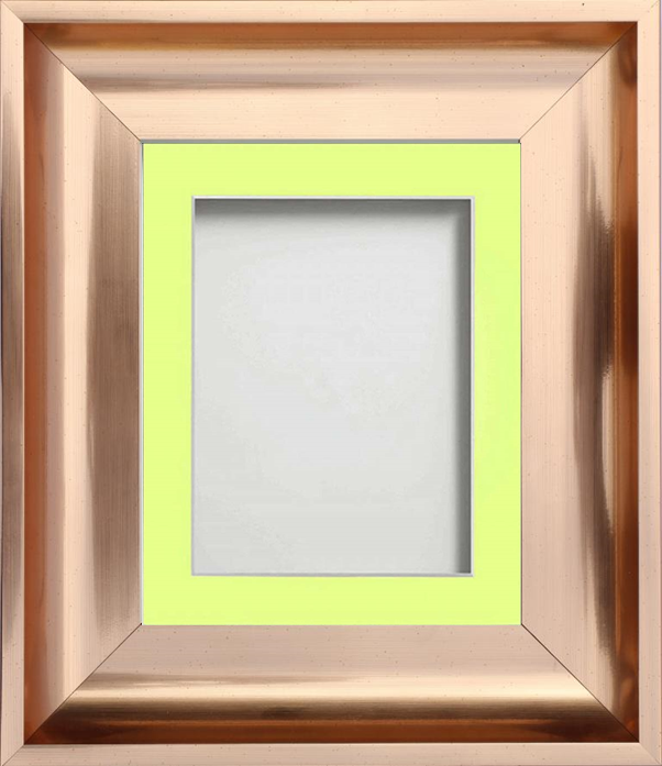 Theodore Rose Gold 9x7 frame with Lemon Bon Bon mount cut for image ...