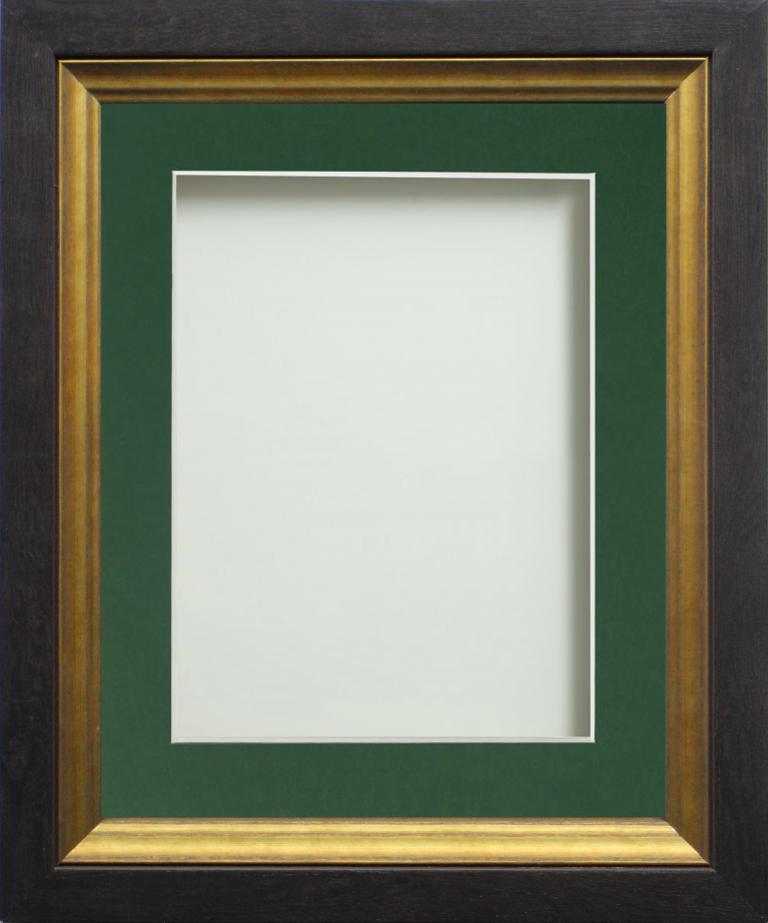 Thompson Black with Gold Inset 12x10 frame with Bottle Green mount cut ...