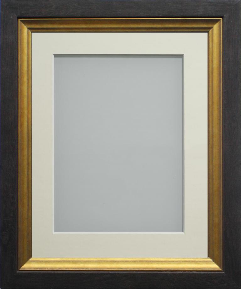 Thompson Black with Gold Inset 18x14 frame with Ivory mount cut for ...