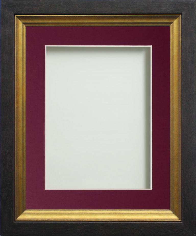 Thompson Black with Gold Inset 9x7 frame with Plum mount cut for image ...