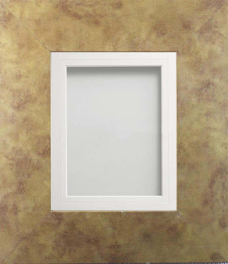 Valencia Gold Slate 15.7x15.7 frame with White V-Groove mount cut for ...