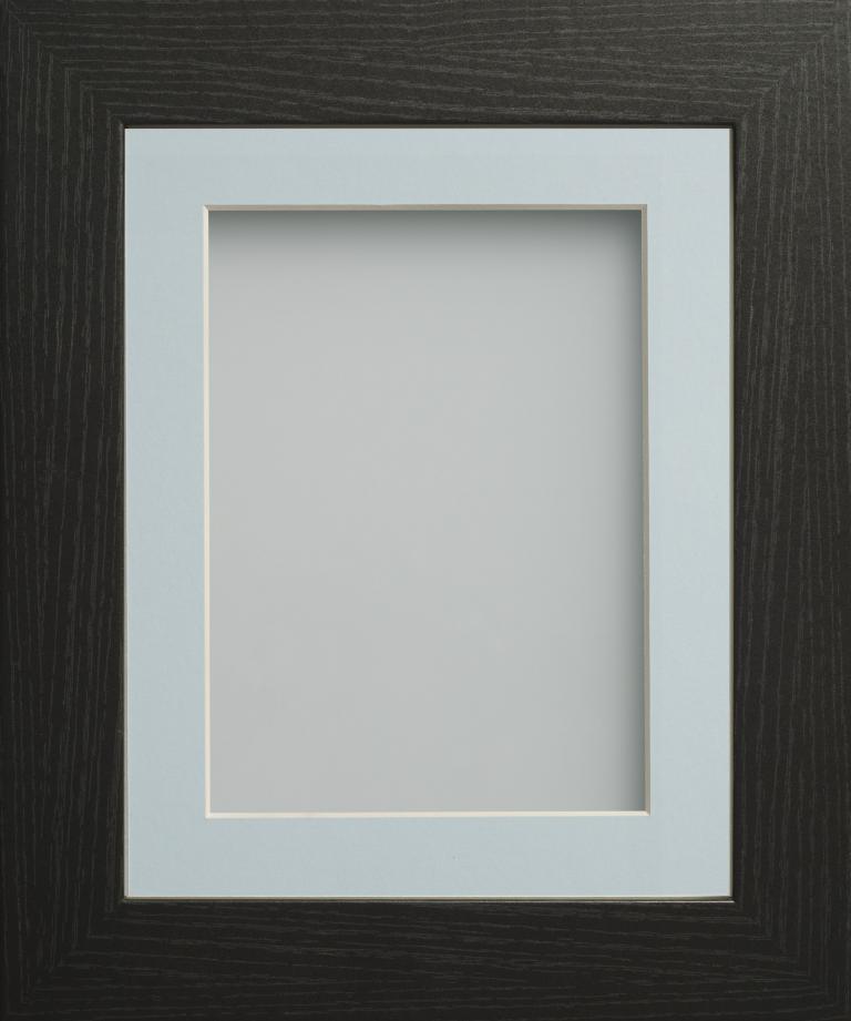 Watson Black 6x4 frame with Light Blue mount cut for image size 4x3