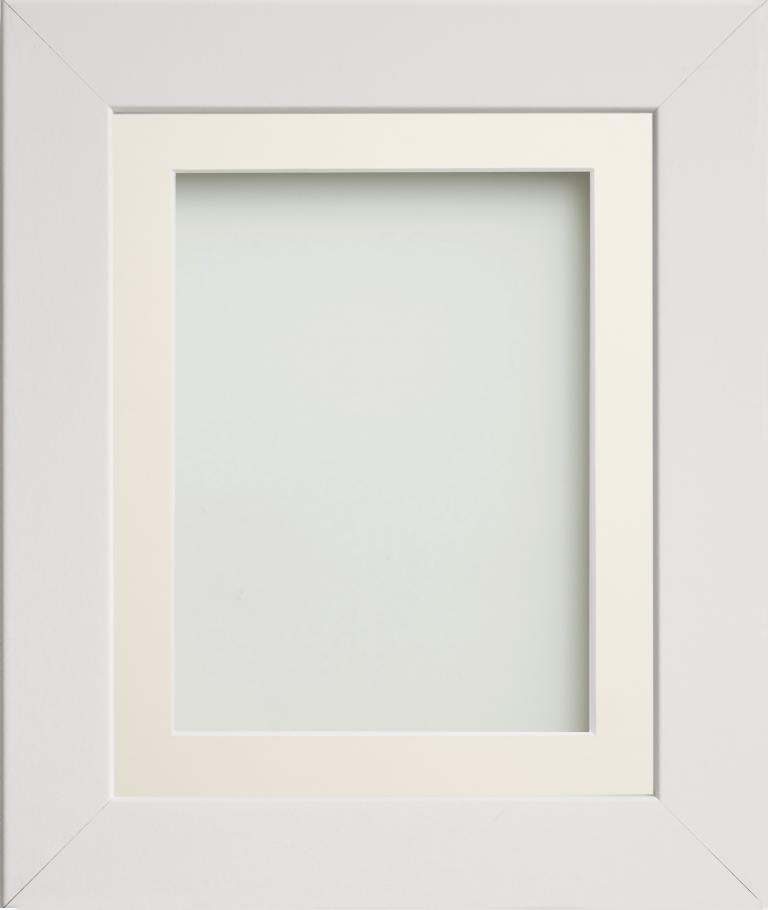 Watson White 5x5 frame with Ivory mount cut for image size