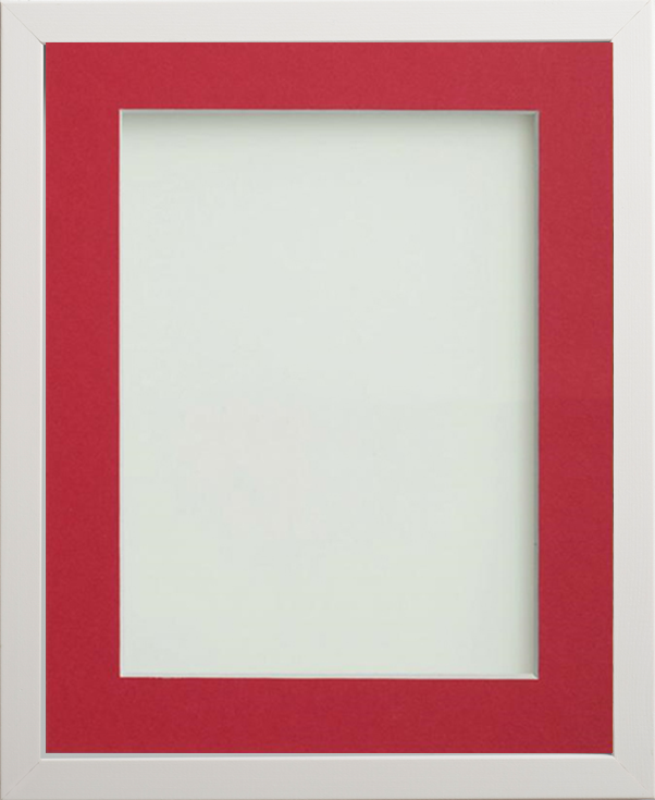 Webber White 8x8 frame with Red mount cut for image size 5x5
