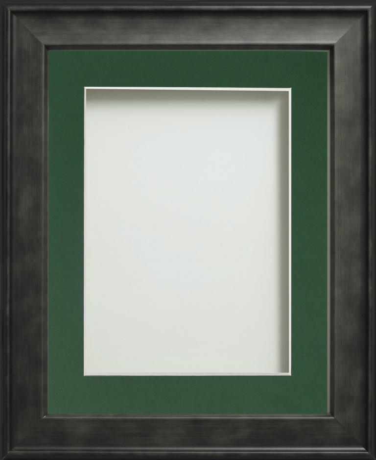 Wilton Charcoal 14x12 frame with Bottle Green mount cut for image size ...
