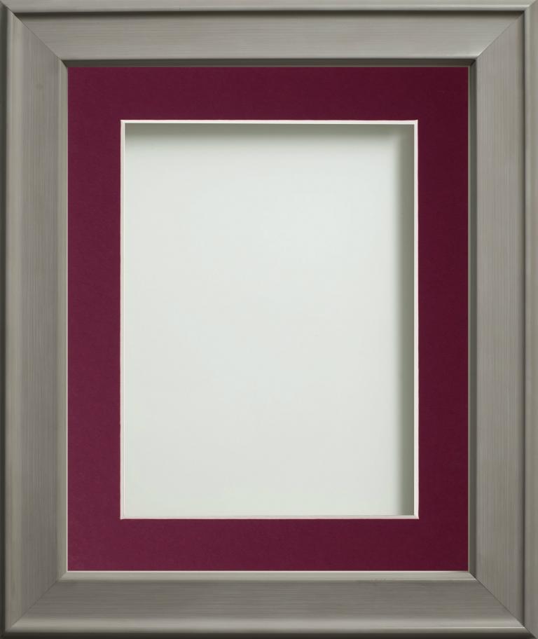 Wilton Grey 15x12 frame with Plum mount cut for image size A4 (11.75x8.25)