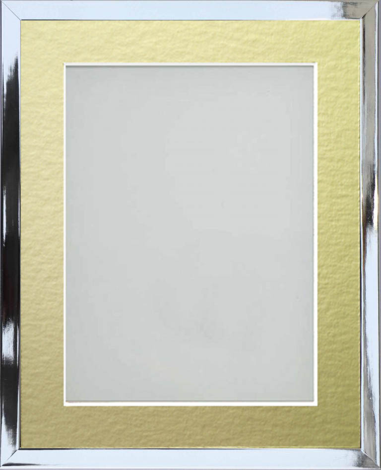 Winford Chrome A4 (11.75x8.25) frame with Gold mount cut for image size ...