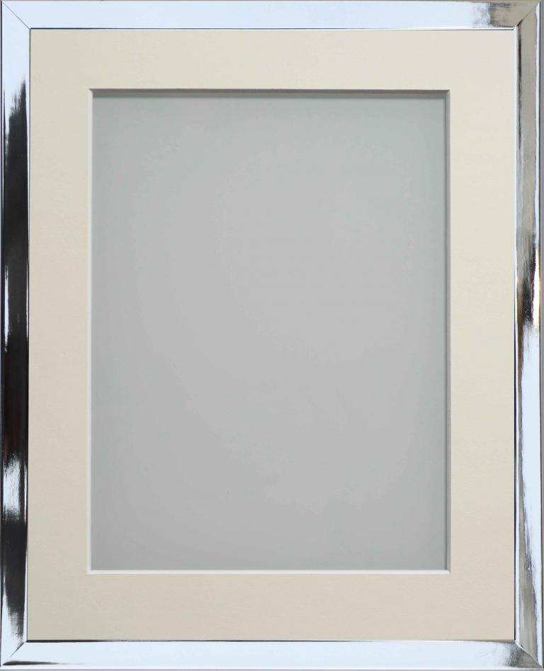 Winford Chrome 20x16 frame with Ivory mount cut for image size 15x10