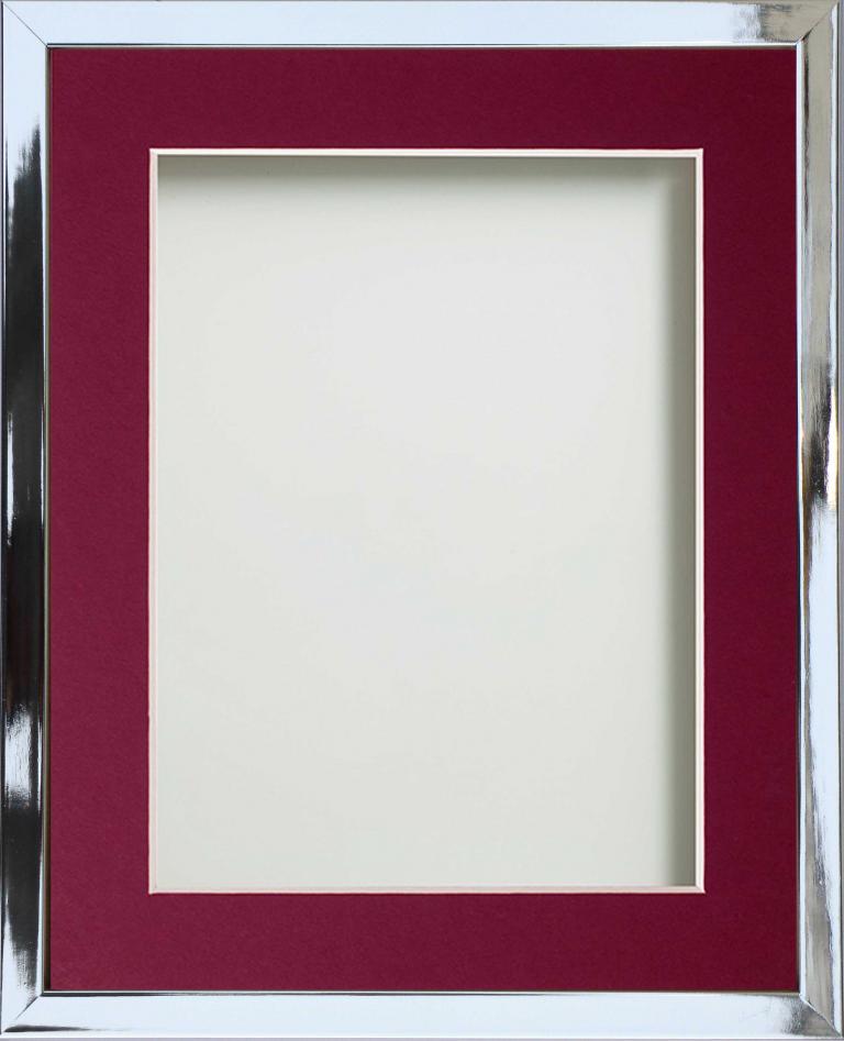 Winford Chrome 16x12 frame with Plum mount cut for image size 12x8
