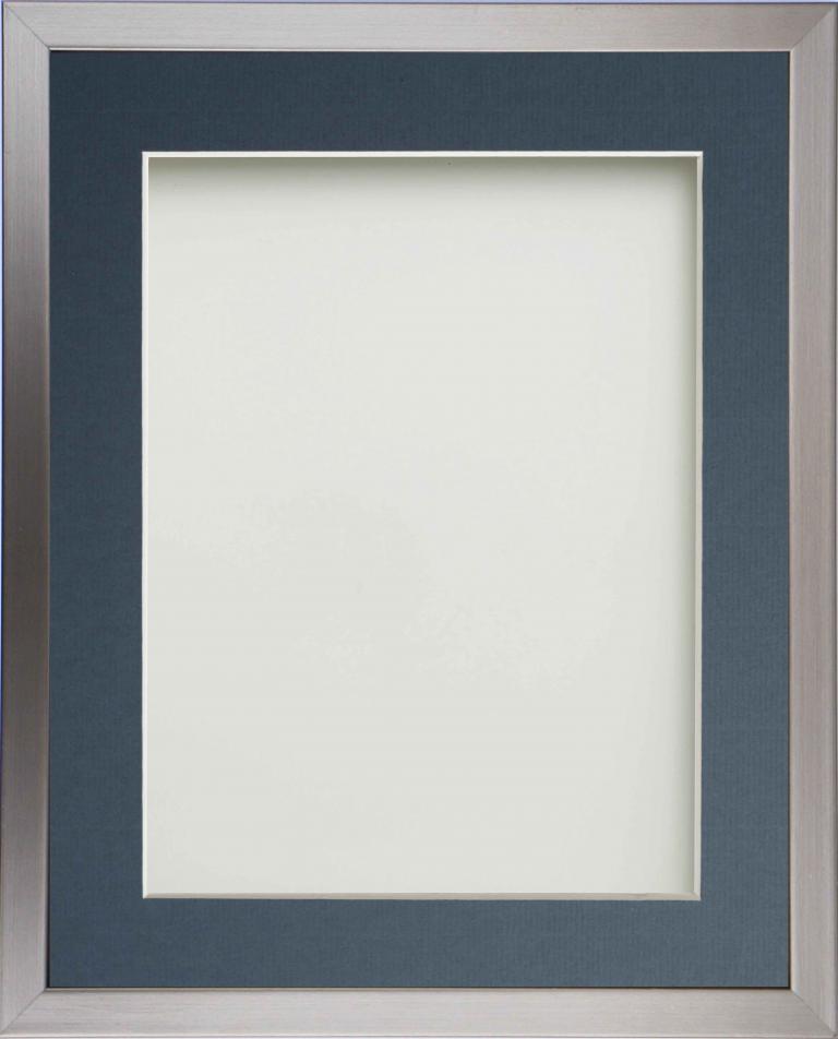 Winford Silver 14x11 frame with Blue mount cut for image size 12x8